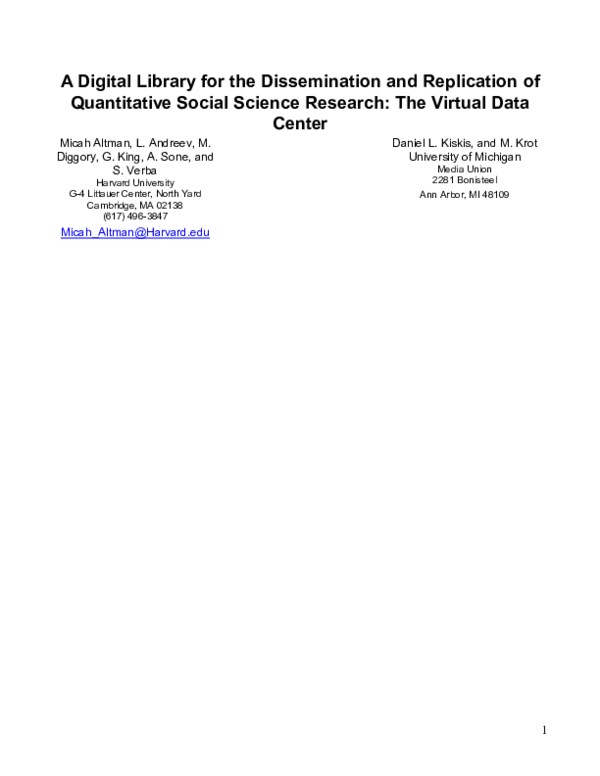 (PDF) A Digital Library for the Dissemination and Replication of Quantitative Social Science ...