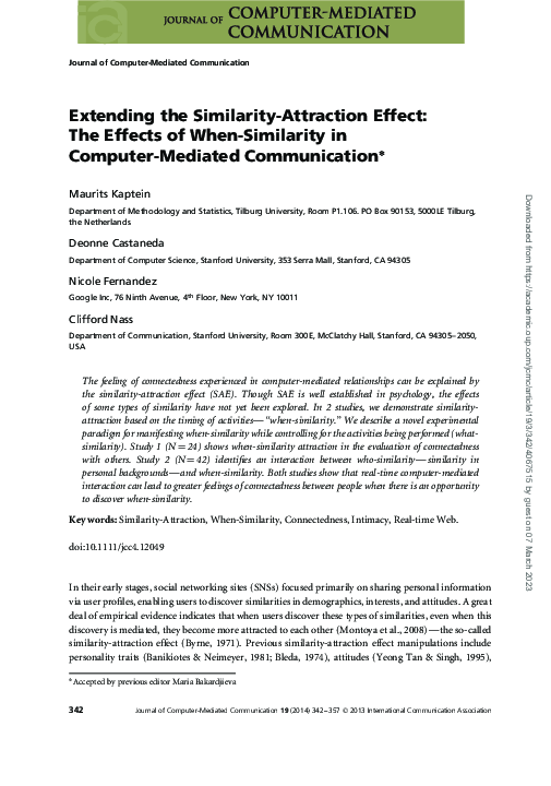 (PDF) Extending the Similarity-Attraction Effect: The Effects of When ...