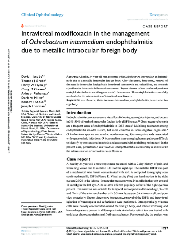 (PDF) Intravitreal moxifloxacin in the management of Ochrobactrum intermedium endophthalmitis ...