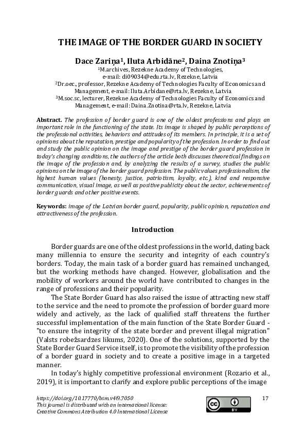 (PDF) The Image of the Border Guard in Society