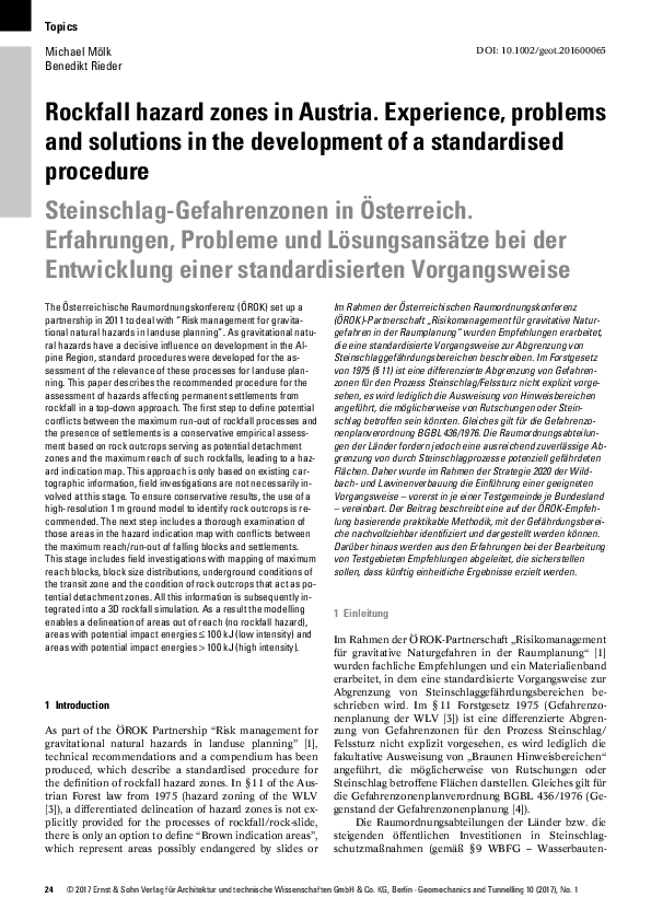 (PDF) Rockfall hazard zones in Austria. Experience, problems and ...