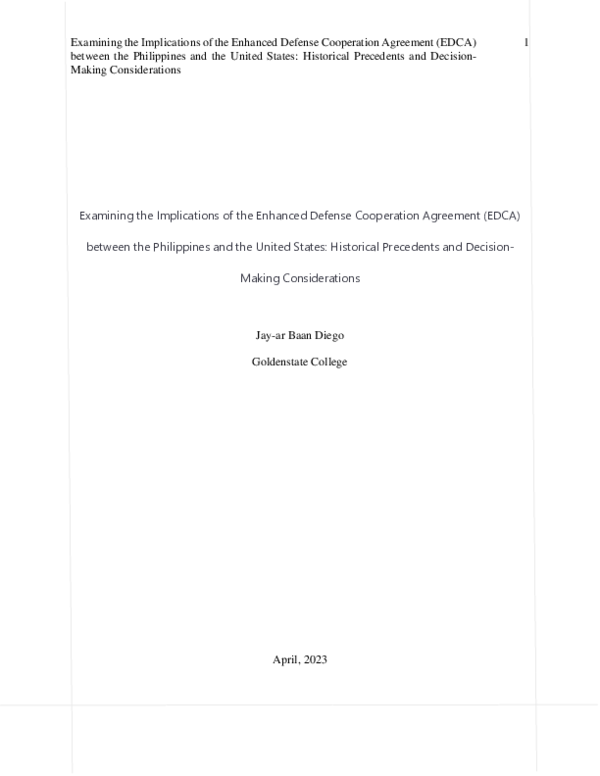 (PDF) Examining the Implications of the Enhanced Defense Cooperation ...