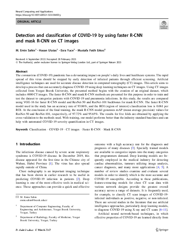 (PDF) Detection and classification of COVID-19 by using faster R-CNN ...