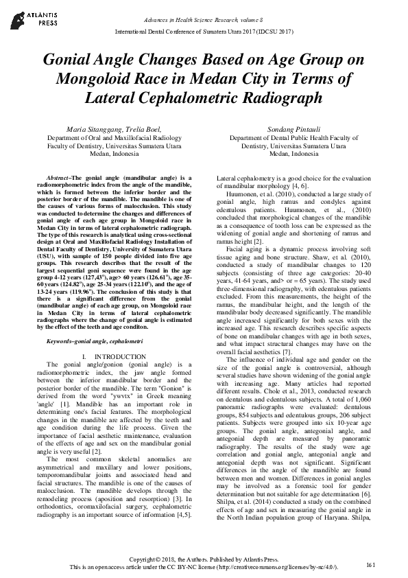(PDF) Gonial Angle Changes Based on Age Group on Mongoloid Race in ...