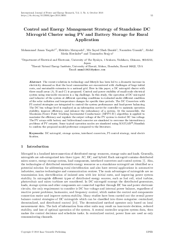 (PDF) Control and Energy Management Strategy of Standalone DC Microgrid Cluster using PV and ...
