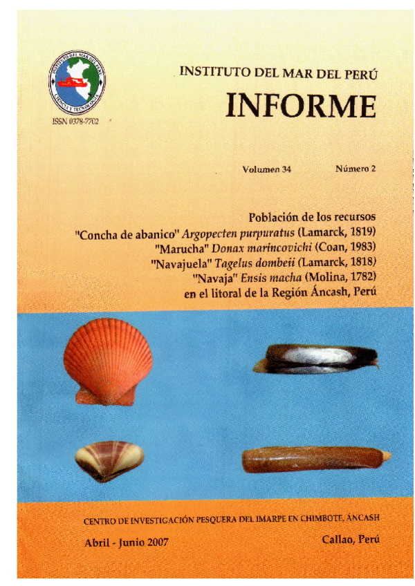 (PDF) Población de la "Navajuela" Tagelus Dombeii (Lamarck, 1818) en la ...