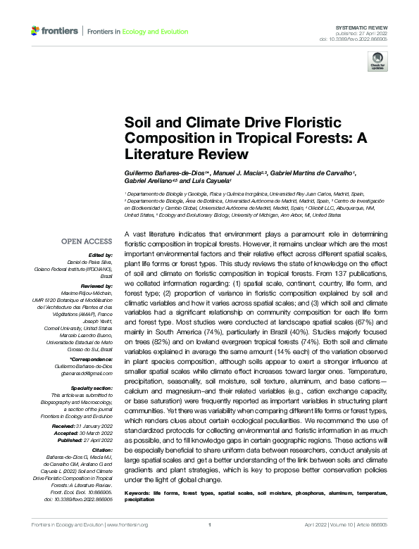 (PDF) Soil and Climate Drive Floristic Composition in Tropical Forests: A Literature Review