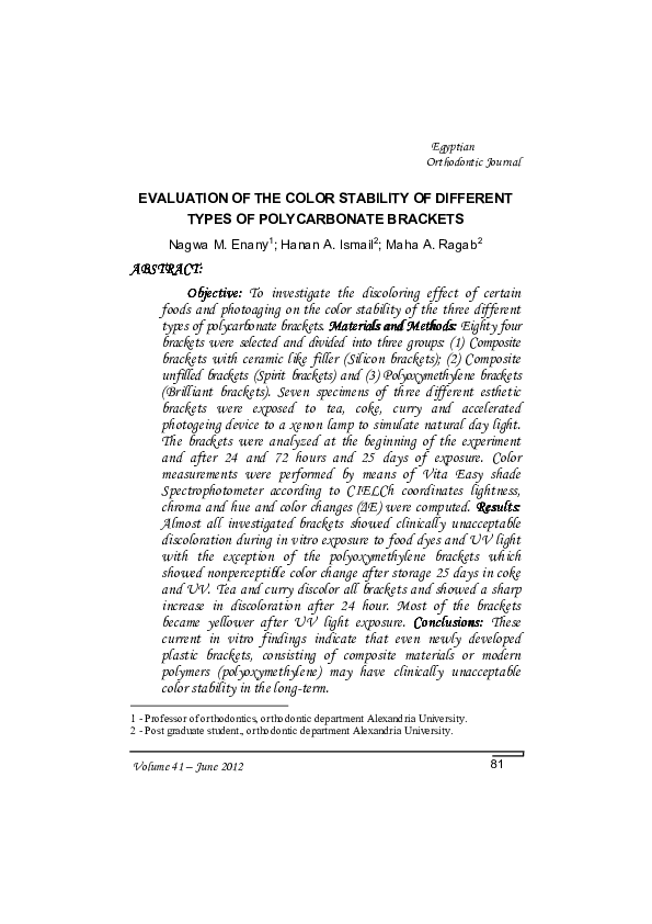 (PDF) Evaluation of the color stability of different types of ...