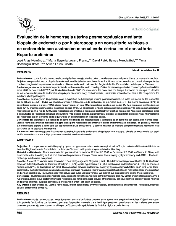 (PDF) [Evaluation of postmenopausal uterine bleeding by endometrial ...