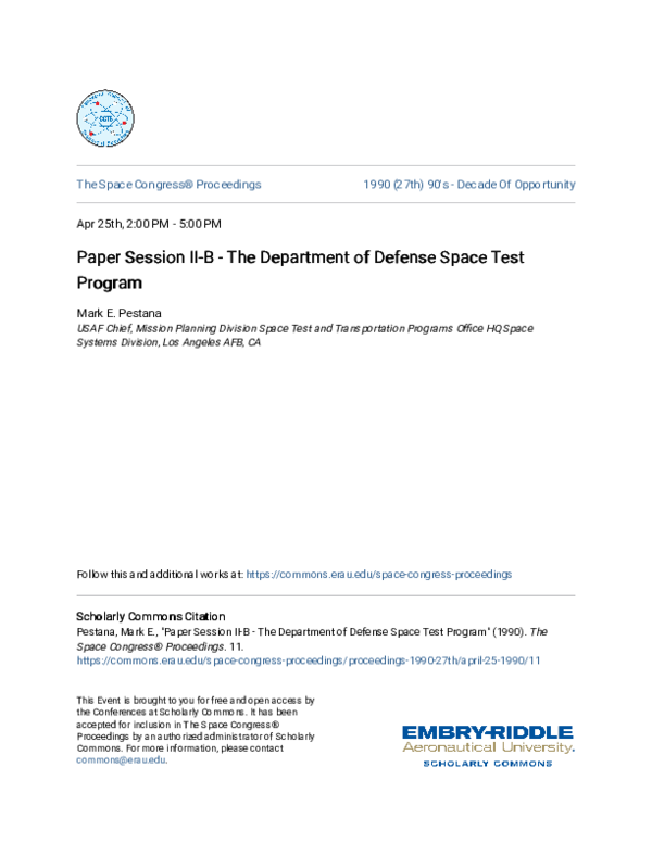 (PDF) Paper Session II-B - The Department of Defense Space Test Program