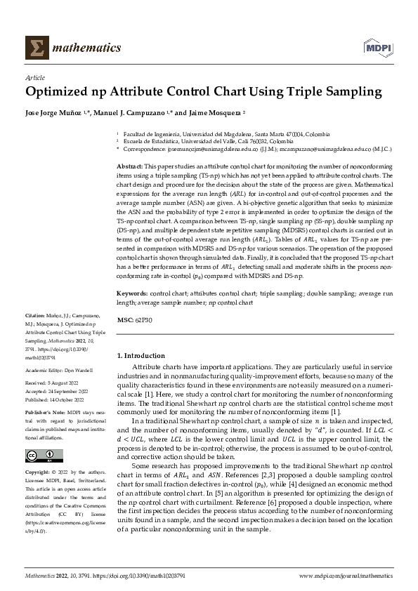 (PDF) Optimized np Attribute Control Chart Using Triple Sampling