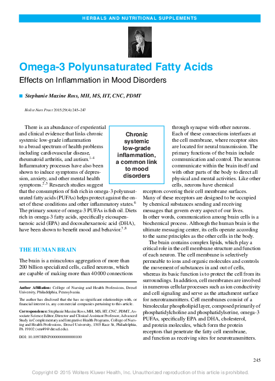 (PDF) Omega-3 Polyunsaturated Fatty Acids