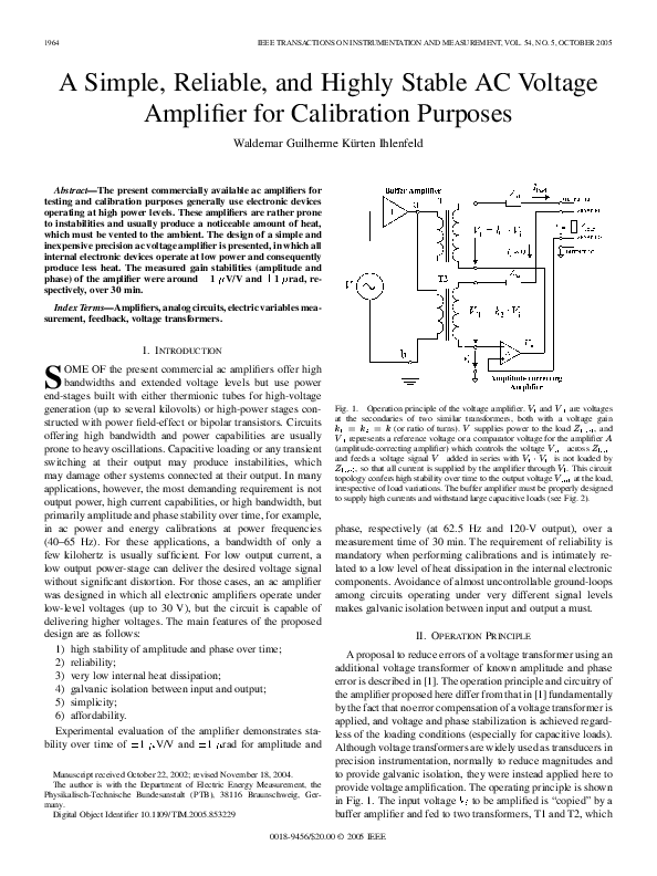 (PDF) A Simple, Reliable, and Highly Stable AC Voltage Amplifier for ...