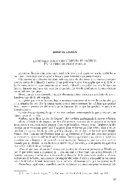 (PDF) La novela como instrumento filosófico en la obra de Brice Parain