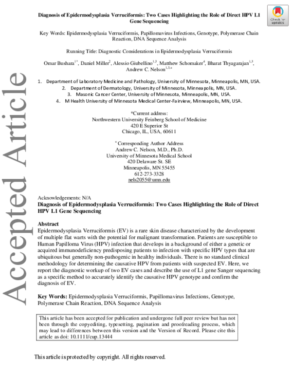 (PDF) Diagnosis of epidermodysplasia verruciformis: Two cases ...