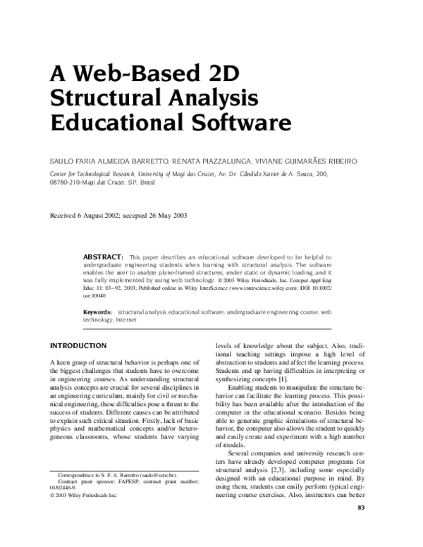 (PDF) A web-based 2D structural analysis educational software