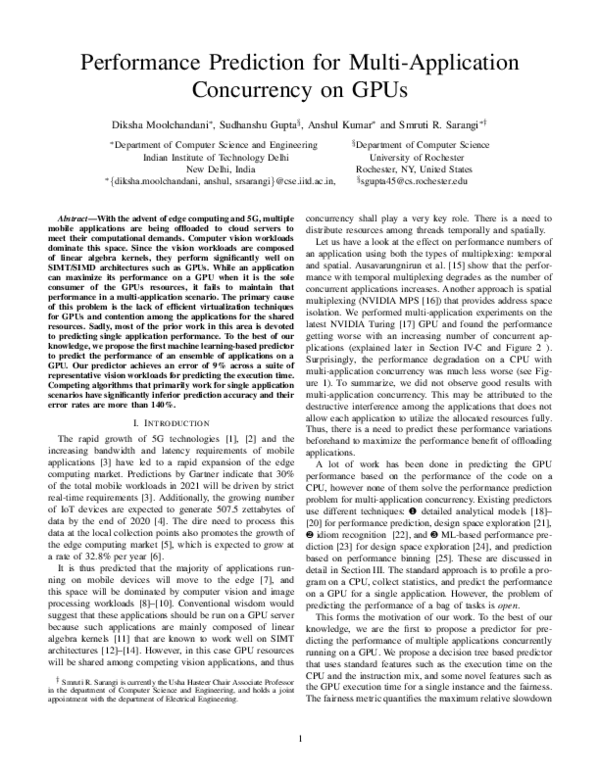 (PDF) Performance Prediction for Multi-Application Concurrency on GPUs