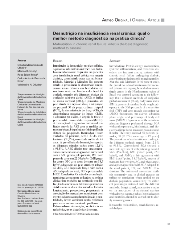 (PDF) Desnutri o na insufici ncia renal cr nica: qual o melhor m todo diagn stico na pr tica cl ...
