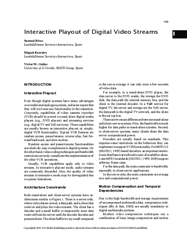 (PDF) Interactive Playout of Digital Video Streams