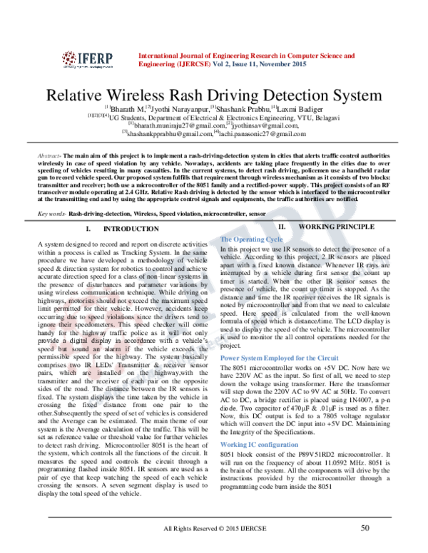 (PDF) Relative Wireless Rash Driving Detection System