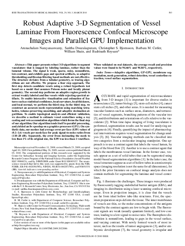 (PDF) Robust Adaptive 3-D Segmentation of Vessel Laminae From Fluorescence Confocal Microscope ...