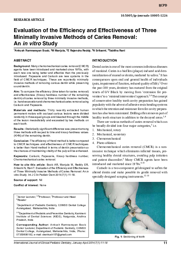 (PDF) Evaluation of the Efficiency and Effectiveness of Three Minimally ...