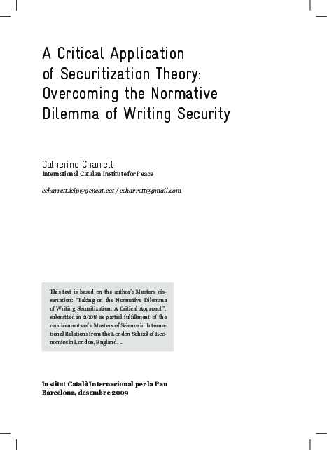 (PDF) A Critical Application of Securitization Theory: Overcoming the ...