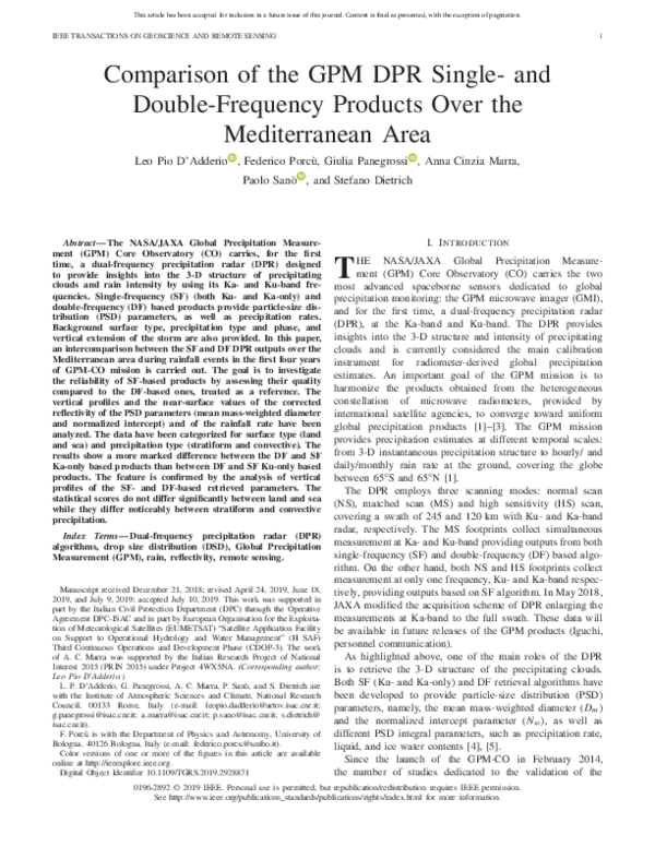 (PDF) Comparison of the GPM DPR Single- and Double-Frequency Products ...