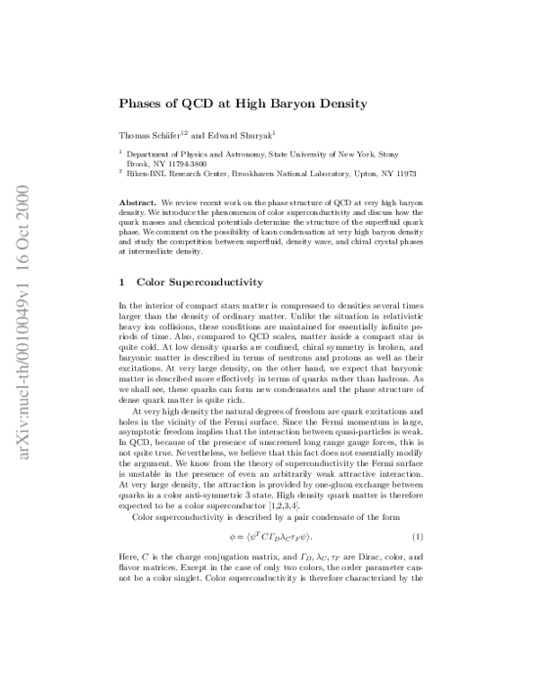 (PDF) Phases of QCD at High Baryon Density