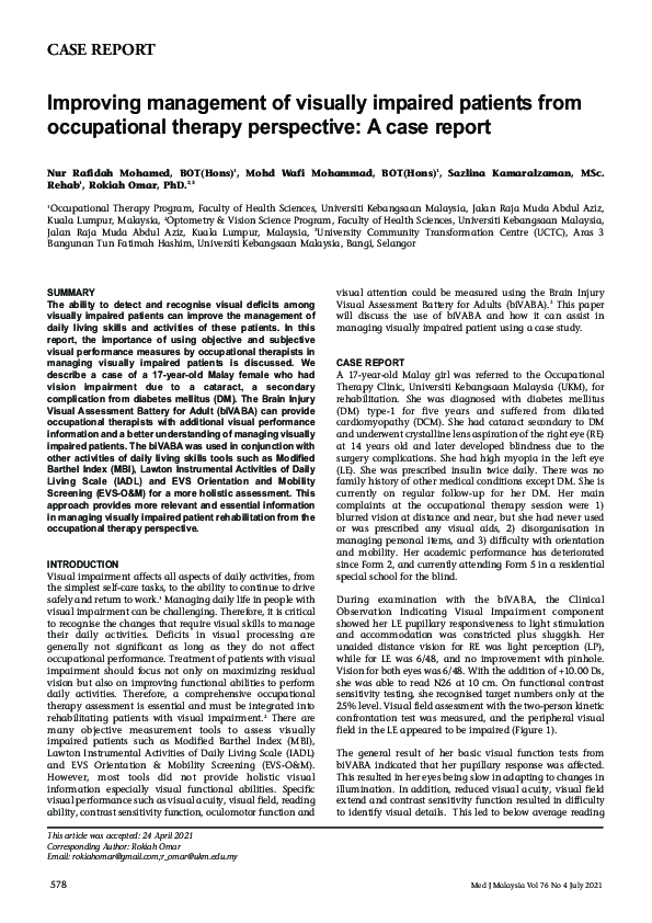 (PDF) Improving management of visually impaired patients from ...