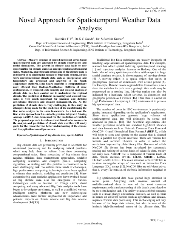 (PDF) Novel Approach for Spatiotemporal Weather Data Analysis (PDF) Novel Approach for Spatiotemporal Weather Data Analysis