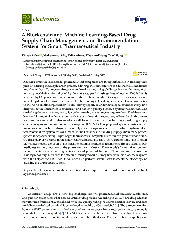 (PDF) A Blockchain and Machine Learning-Based Drug Supply Chain ...
