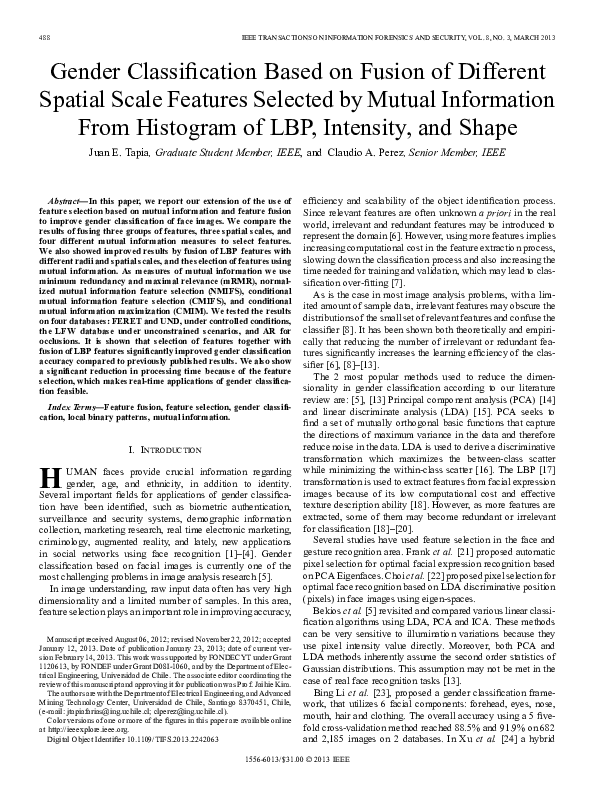 (PDF) Gender Classification Based on Fusion of Different Spatial Scale Features Selected by ...