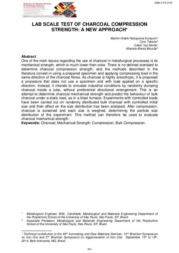 (PDF) Lab Scale Test of Charcoal Compression Strength: A New Approach