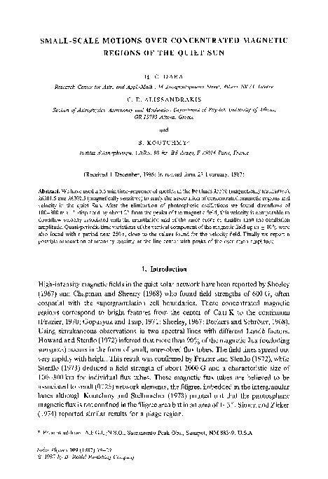 (PDF) Small-scale motions over concentrated magnetic regions of the ...