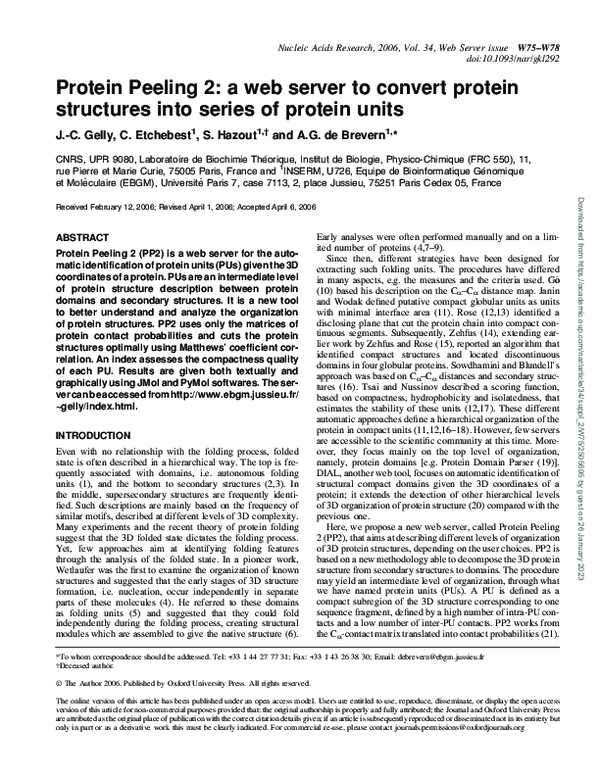 (PDF) Protein Peeling 2: a web server to convert protein structures ...