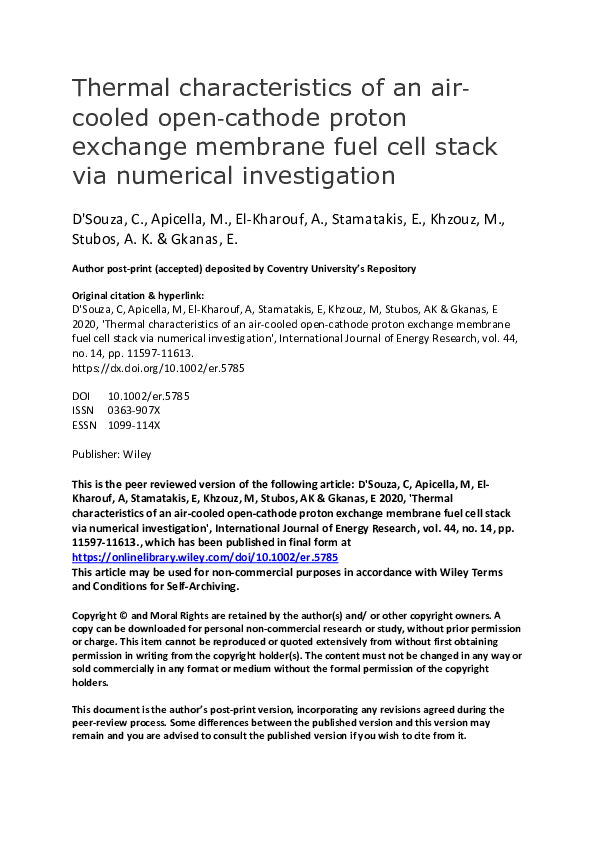 (PDF) Thermal characteristics of an air‐cooled open‐cathode proton ...
