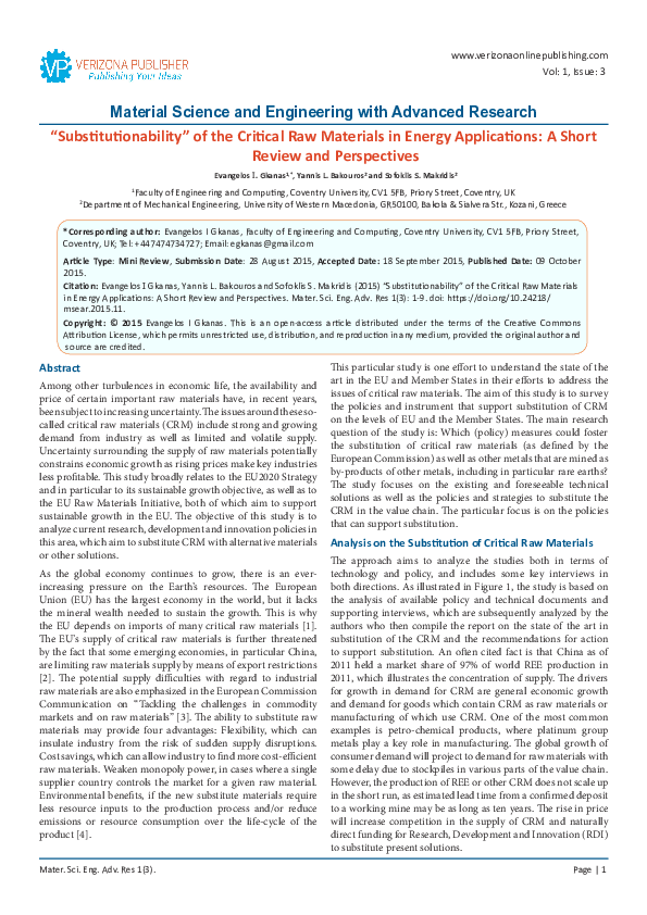 (PDF) “Substitutionability” of the Critical Raw Materials in Energy ...