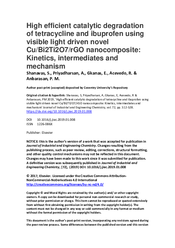 (PDF) High efficient catalytic degradation of tetracycline and ...