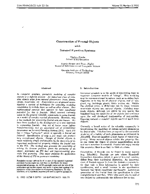 Pdf Construction Of Fractal Objects With Iterated Function Systems Bruce Naylor