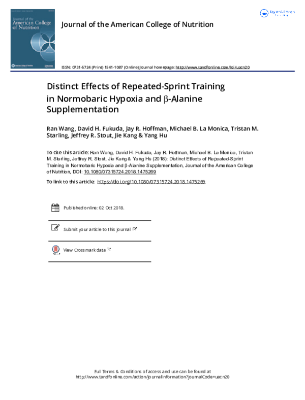 (PDF) Distinct Effects of Repeated-Sprint Training in Normobaric Hypoxia and β-Alanine ...