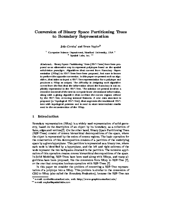 Pdf Conversion Of Binary Space Partitioning Trees To Boundary