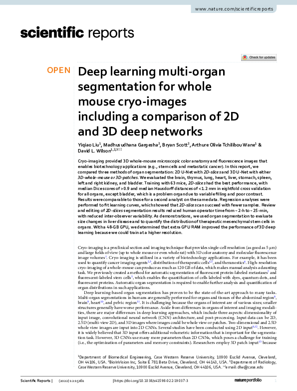 Pdf Deep Learning Multi Organ Segmentation For Whole Mouse Cryo Images Including A Comparison