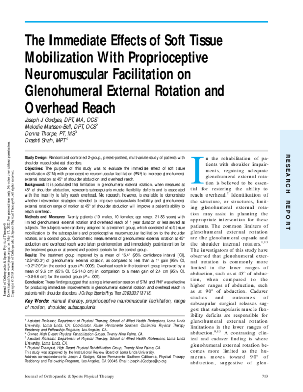 (PDF) The Immediate Effects of Soft Tissue Mobilization With ...