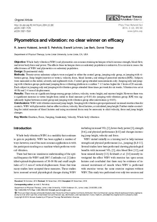 (PDF) Plyometrics and vibration: no clear winner on efficacy