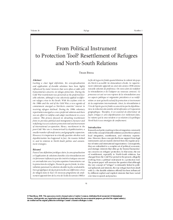 (PDF) From Political Instrument to Protection Tool? Resettlement of ...