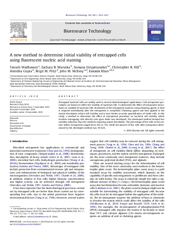 (PDF) A new method to determine initial viability of entrapped cells using fluorescent nucleic ...