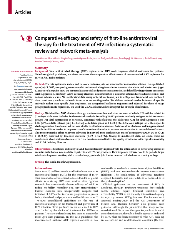 (PDF) Comparative efficacy and safety of first-line antiretroviral ...