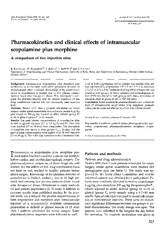 (PDF) Pharmacokinetics and clinical effects of intramuscular ...