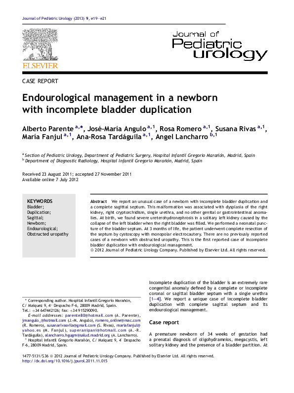 (PDF) Endourological management in a newborn with incomplete bladder ...